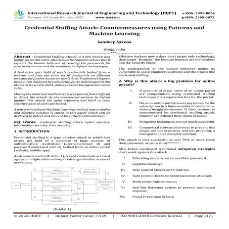 Credential Stuffing Attack: Countermeasures using Patterns and Machine Learning | PDF