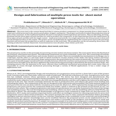 Design and fabrication of multiple press tools for sheet metal operation | PDF | Desktop ...