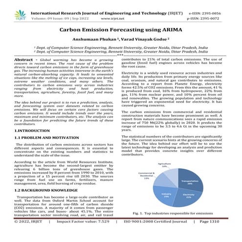 Carbon Emission Forecasting using ARIMA | PDF