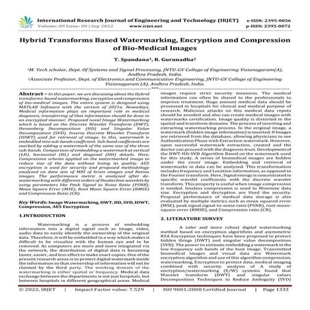 Hybrid Transforms Based Watermarking Encryption And Compression Of Bio