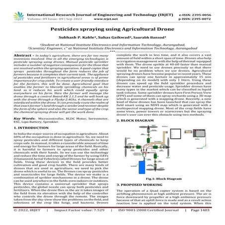Pesticides spraying using Agricultural Drone | PDF