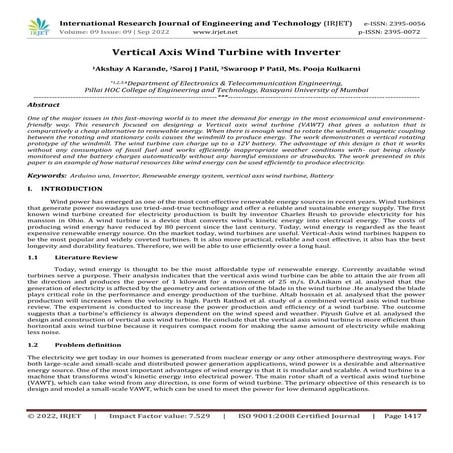 Vertical Axis Wind Turbine with Inverter | PDF