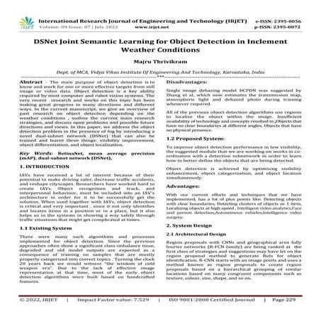 Dsnet Joint Semantic Learning For Object Detection In Inclement Weather Conditions Pdf