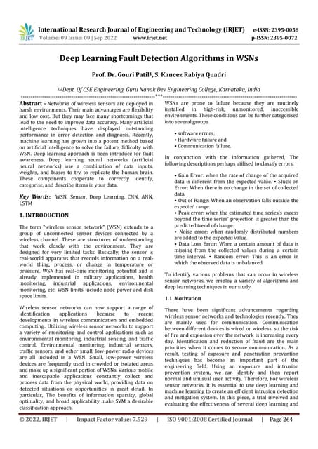Deep Learning Fault Detection Algorithms In Wsns Pdf 3308