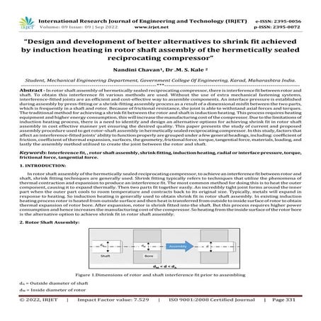 “Design and development of better alternatives to shrink fit achieved ...