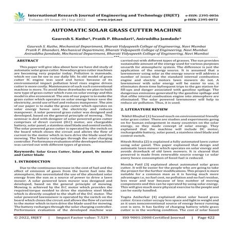 Automatic Solar Grass Cutter Machine | PDF