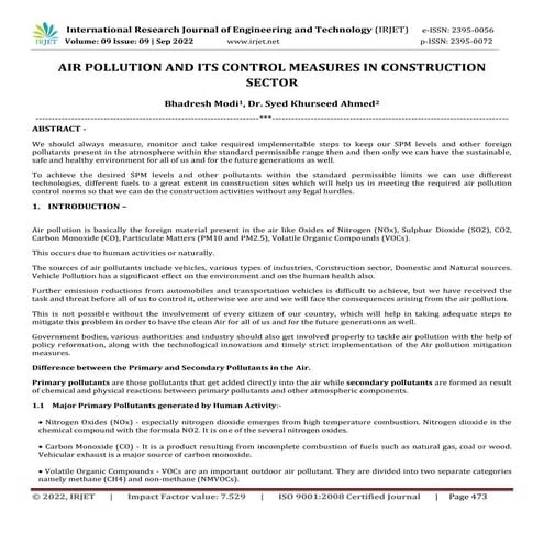 AIR POLLUTION AND ITS CONTROL MEASURES IN CONSTRUCTION SECTOR | PDF