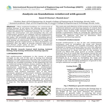 Analysis on foundations reinforced with geocell | PDF