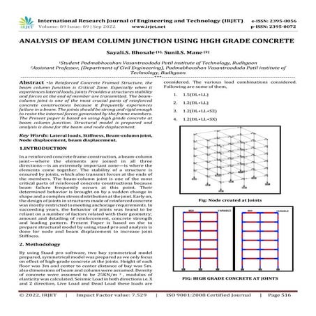 ANALYSIS OF BEAM COLUMN JUNCTION USING HIGH GRADE CONCRETE | PDF