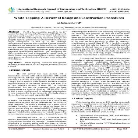 White Topping: A Review of Design and Construction Procedures | PDF