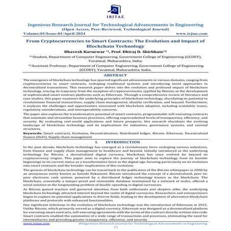 From Cryptocurrencies To Smart Contracts The Evolution And Impact Of