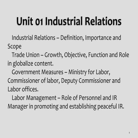 Industrial Relations - Dinesh Lahori | PPT