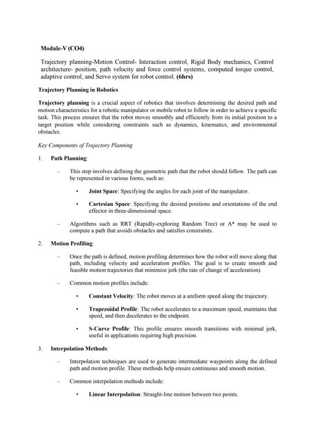 B.Tech 5th Semester Industrial Robotics Notes Module- II | PDF