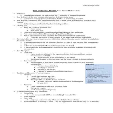 Iron Deficiency Anemia for medical students | PDF