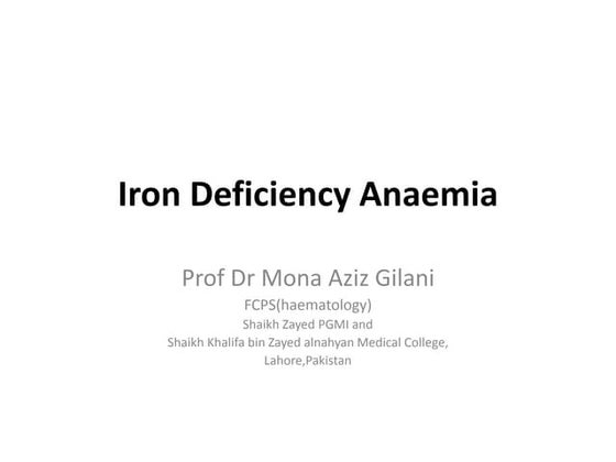 Iron deficiency anemia. | PPT