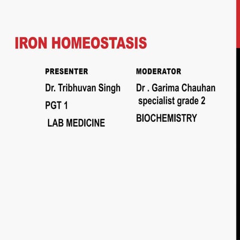Iron Homeostasis for MBBS and MD presentation Purpose | PPTX