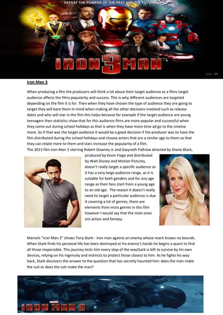 Marketing campaign of iron man 3 | DOCX | Movies | Entertainment