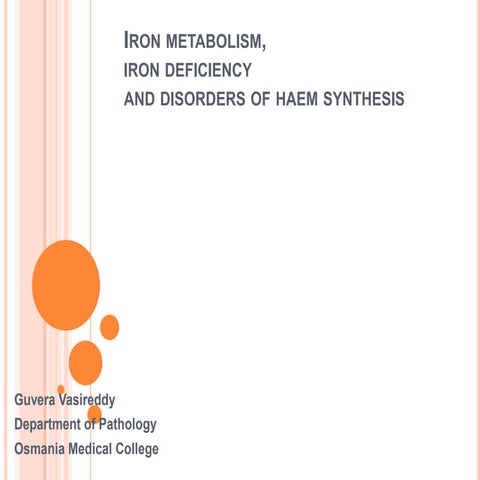 Iron metabolism, iron deficiency | PPTX | Blood Disorders | Diseases and Conditions
