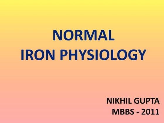 Iron | PPTX | Blood Disorders | Diseases and Conditions