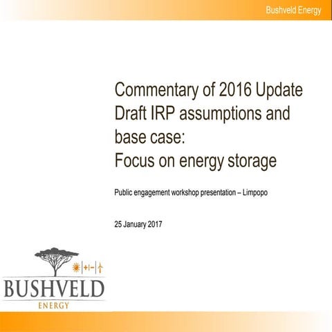 Bushveld Energy's commentary on South Africa's Draft IRP | PPT