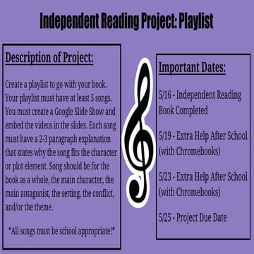 Independent Reading Project: Playlist | PDF
