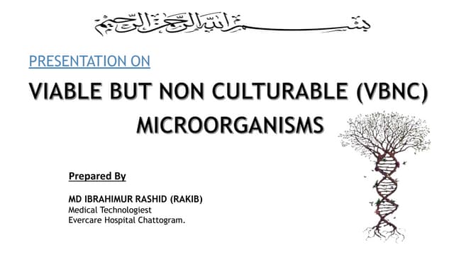 VIABLE BUT NON-CULTURABLE BACTERIA- VBNC | PPTX