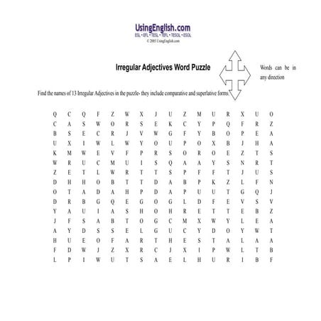 Irregular adjectives-word-puzzle | PDF
