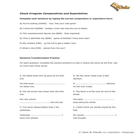 Irregular comparatives and superlatives | DOCX