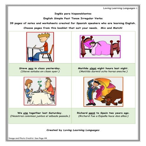 Inglés Para Hispanoblantes: English Simple Past Tense Irregular Verbs | PDF