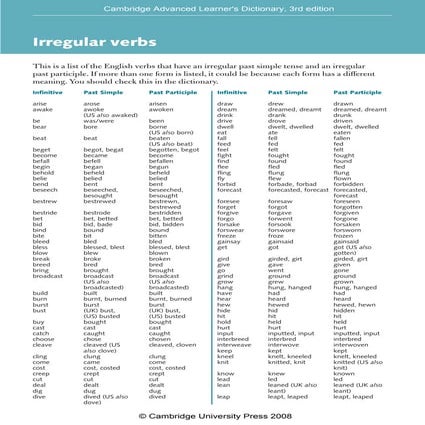 Irregular verbs | PDF