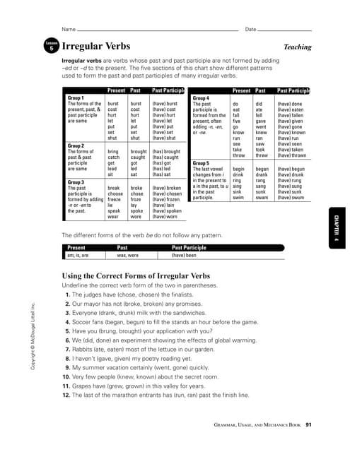 Past participle (regular and irregular verbs) | PPTX