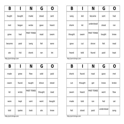 Tom's TEFL: Irregular Verb Bingo | PDF