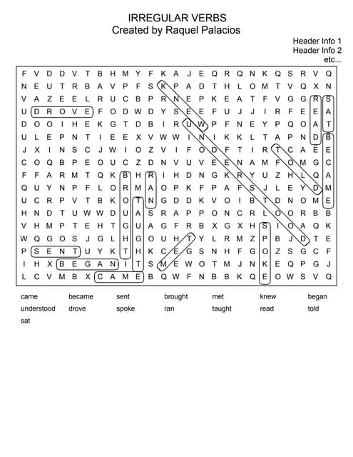 Past participle wordsearch 2 | PDF