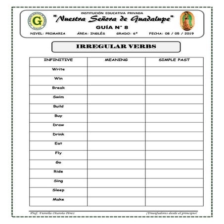 Irregular verbs 6 to | PDF