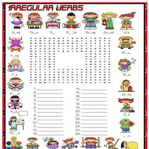 Irregular verbs crosswords | DOCX