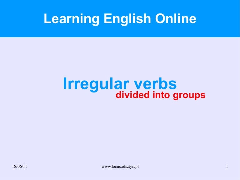 Irregular verbs groups