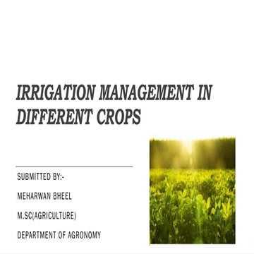 IRRIGATION MANAGEMENT IN DIFFERENT FIELD CROPS | PPT