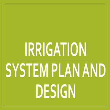 Irrigation System Plan And Design