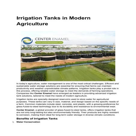 Customizable Epoxy Coated Tanks for Efficient Agricultural Water ...