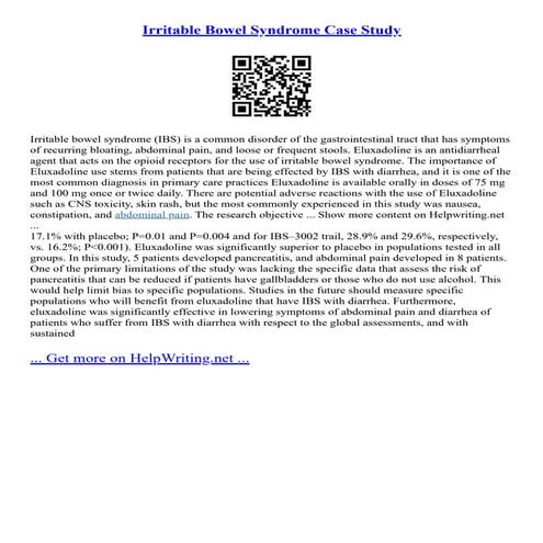 Irritable Bowel Syndrome Case Study | PDF