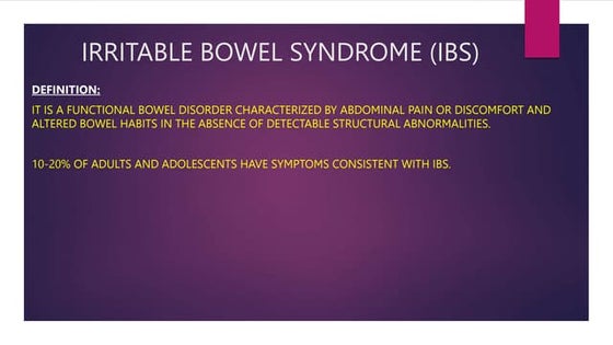 Irritable bowel syndrome | PPT | Digestive Disorders | Diseases and ...