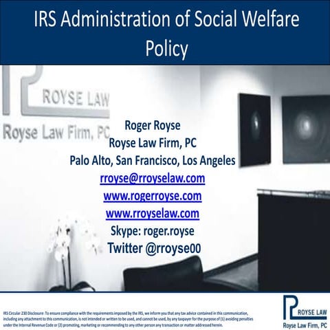 IRS Administration of Social Welfare Policy | PPT