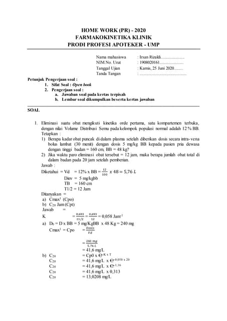 rumus pemberian obat melalui syringe pump | PDF
