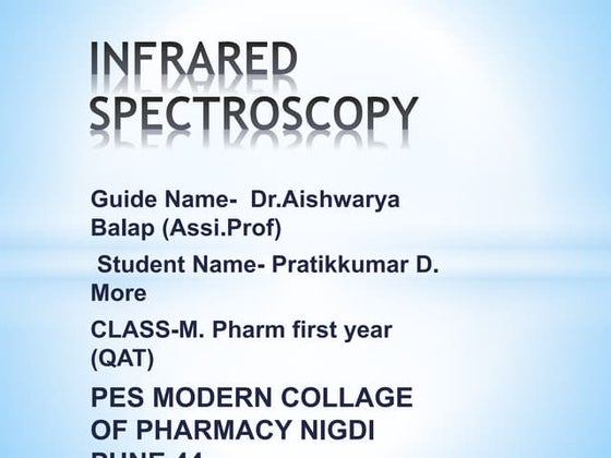 Infrared Spectroscopy | PPTX | Chemistry | Science