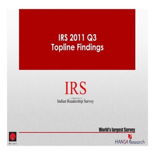 Indian Readership Survey 2013 Topline Findings | PDF