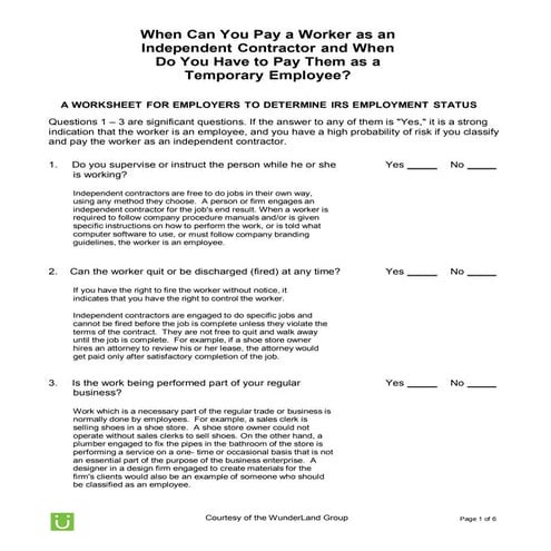 IRS Worker Classification | PDF