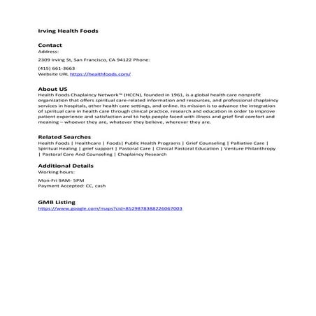 Irving Health Foods.ppt