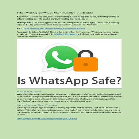 Is whatsapp safe | DOCX | Operating Systems | Computer Software and ...