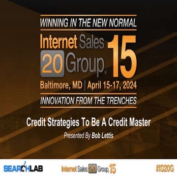 IS20G15 - Credit Strategies To Be A Credit Master - Bob Lettis | PPTX