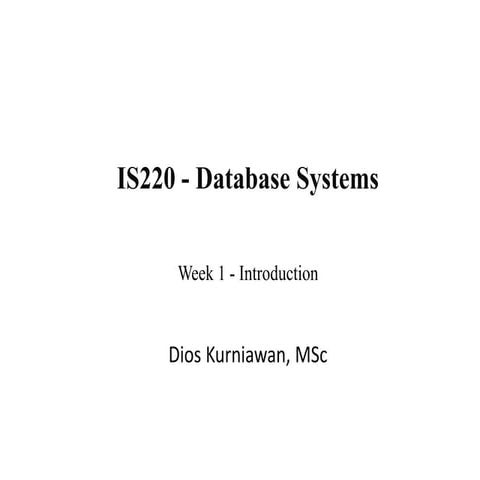 Database Systems Lecture Week 1 Ppt